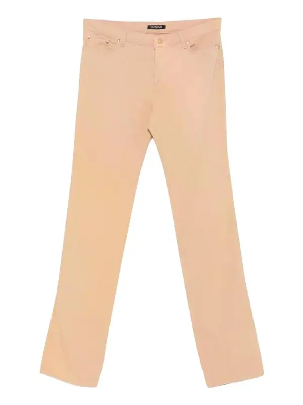 Roberto Cavalli 2000s Logo Patch Trousers - Neutrals