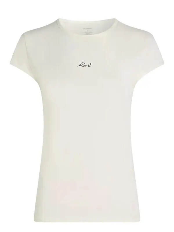 Karl Lagerfeld Cotton Stretch Jersey T-shirt - Neutrals