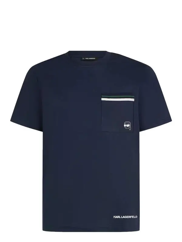 Karl Lagerfeld Striped-pocket T-shirt - Blue