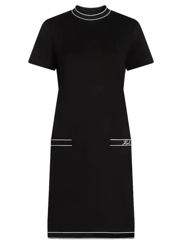 Karl Lagerfeld Logo-embroidered Mini Dress - Black
