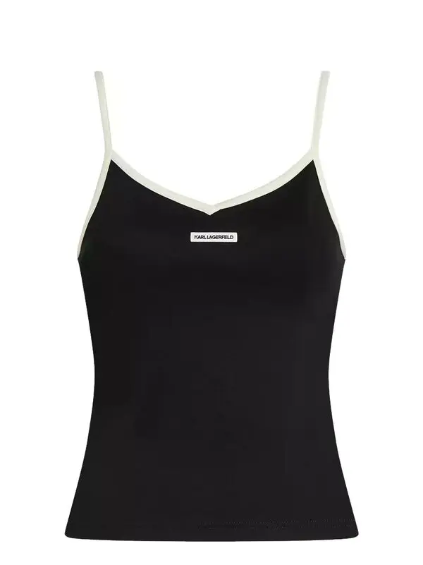 Karl Lagerfeld Logo Patch Contrast Trim Vest - Black