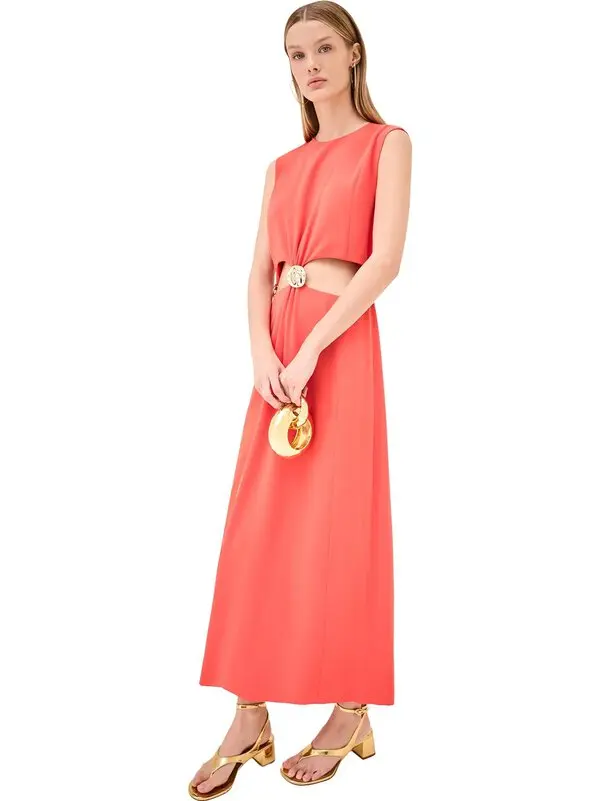 Alexis Nils Maxi Dress With Cutout And Gold Hardware - Red Orange