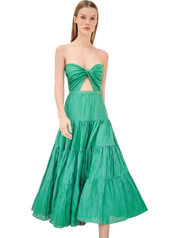 Alexis Olivienne Strapless Midi Dress - Emerald