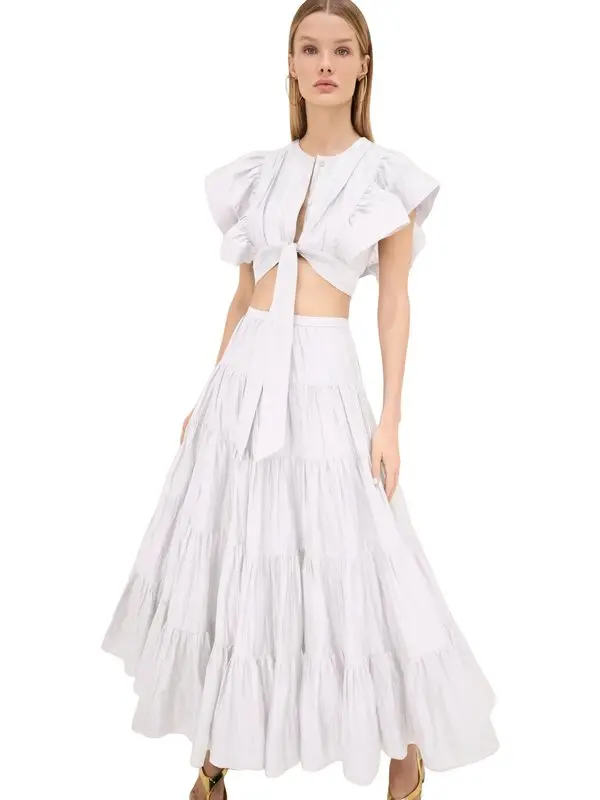 Alexis Ondine Tiered Maxi Skirt - Blanc