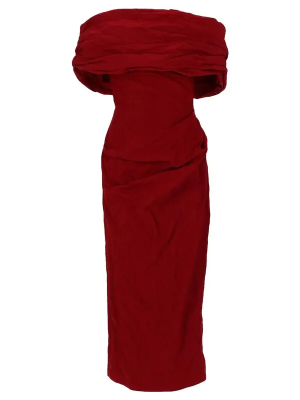 Magda Butrym Off-shoulder Draped Midi Dress - Red