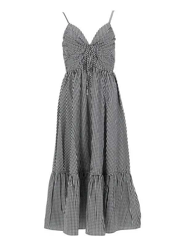Michael Kors Checked Cotton Midi Dress - Black