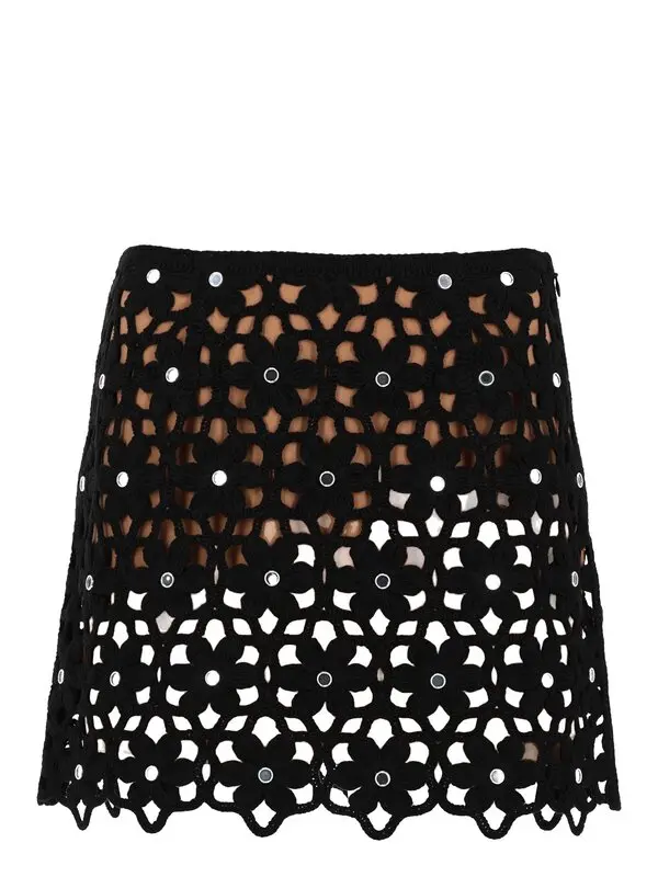 Michael Kors Crochet Floral Mini Skirt - Black