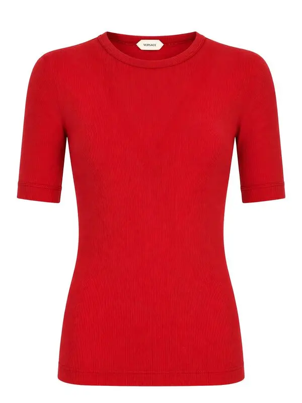 Versace Ribbed T-shirt With Embroidery - Red