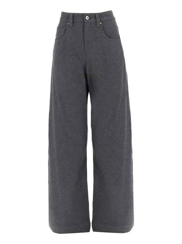 Brunello Cucinelli High Waisted Wide Leg Trousers - Grey