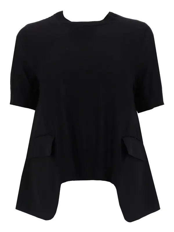 Sacai Wool And Cotton Knit Top - Black
