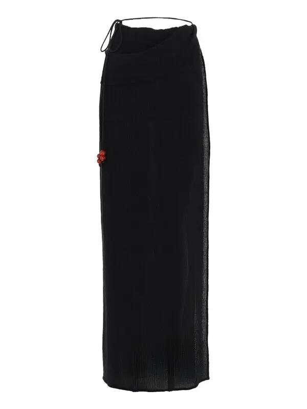 Magda Butrym Beaded Draped Wrap Maxi Skirt - Black