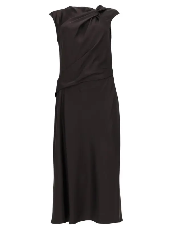Theory Twist Bodice" Satin Dress - Charcoal