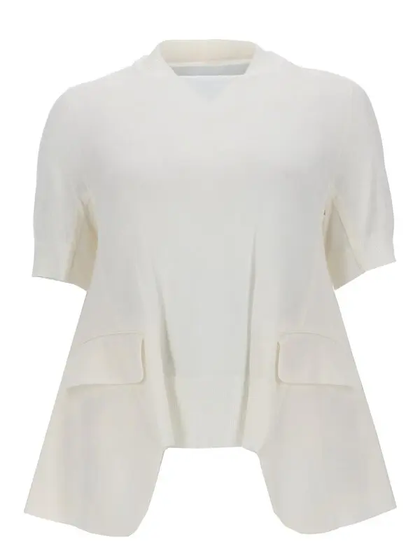 Sacai Wool And Cotton Knit Top - White