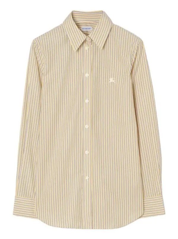 Burberry Slim Fit Striped Cotton Shirt - White/amber Yellow