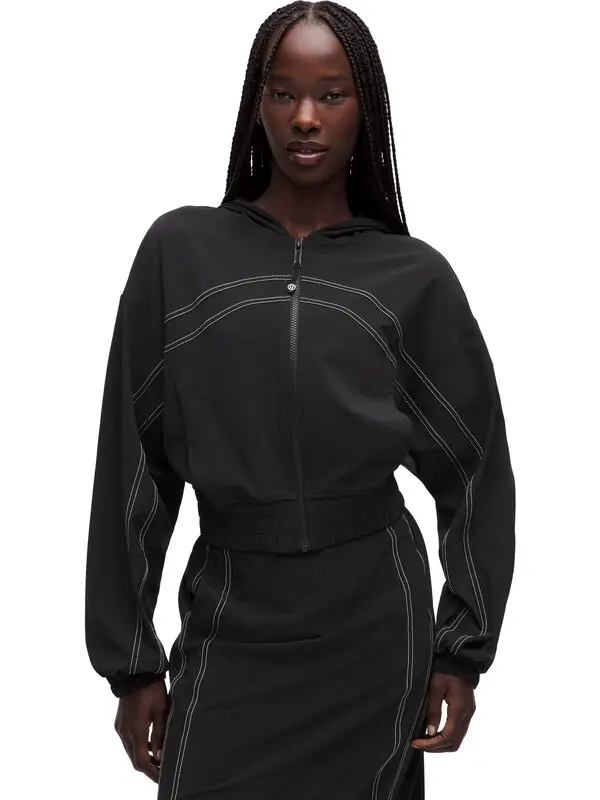 Lululemon Define Hooded Track Jacket - Black/light Ivory