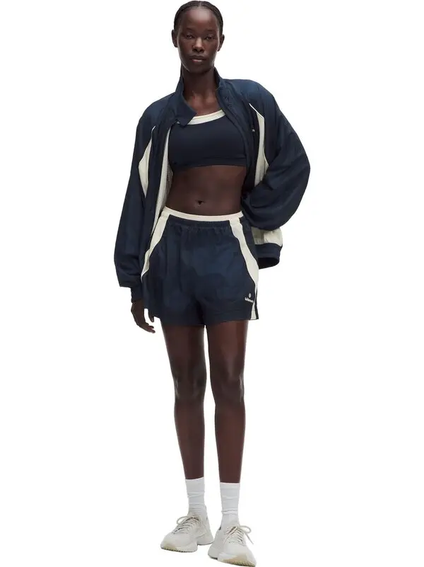 Lululemon License To Train Textured High-rise Short 4 - True Navy/light Ivory