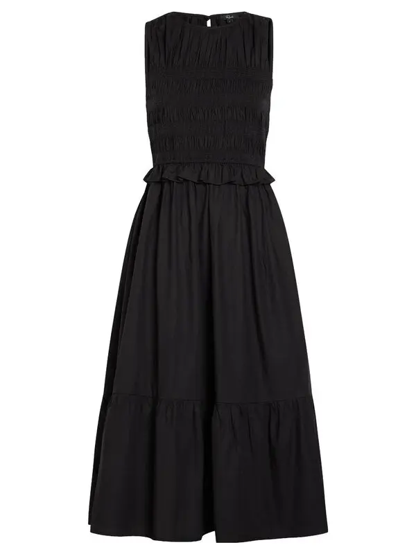 Rails Smocked Cotton Midi Dress - Black