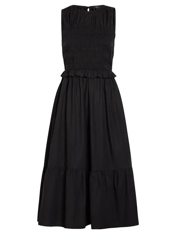Rails Smocked Cotton Midi Dress - Black