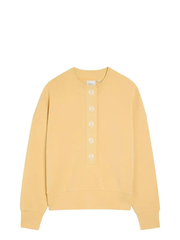Varley Reena Button-down Stretch-jersey Sweatshirt - Yellow