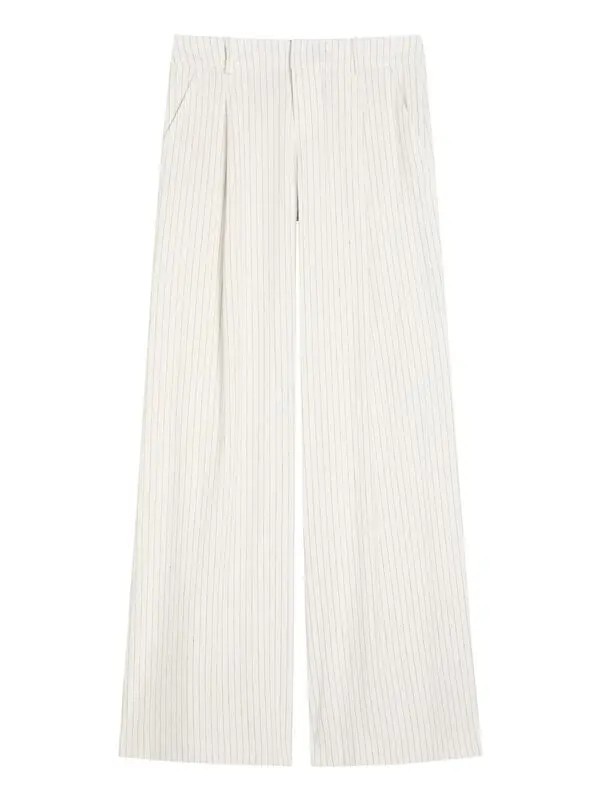 Alice + Olivia Eric Pinstriped Linen-blend Trousers - Black And White