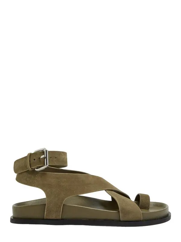A.emery Jalen Crossover Suede Sandals - Khaki