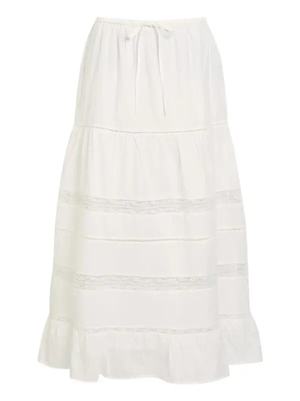 Rails Lace-trim Cotton Maxi Skirt - White