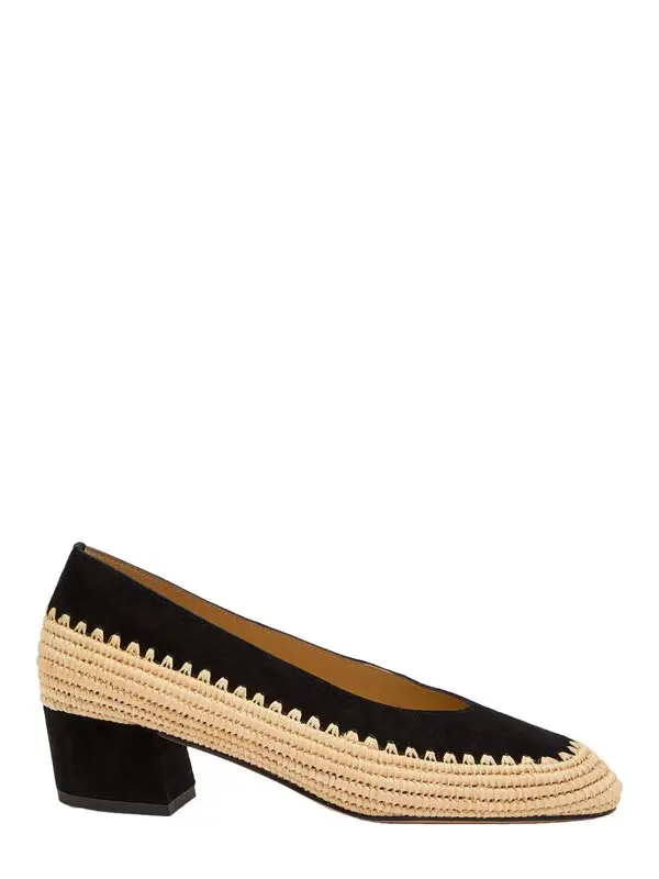 Gabriela Hearst Strength Raffia And Suede Pumps - Black