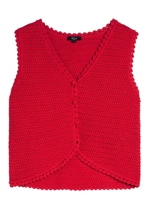 Rails Calypso Knit Cotton Crop Top - Red