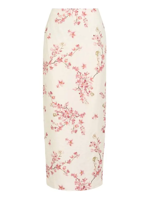 Agua Bendita Floral Print Linen Maxi Skirt - Multicoloured