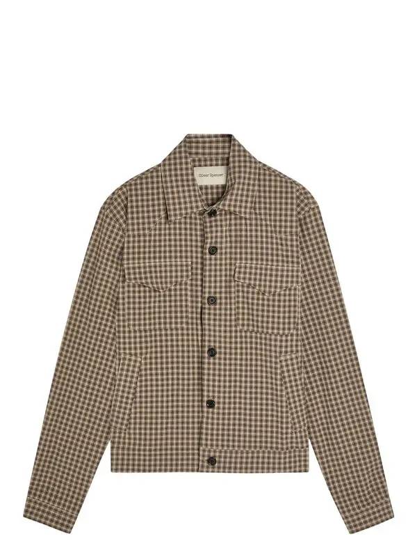 Oliver Spencer Checked Stretch-cotton Jacket - Brown