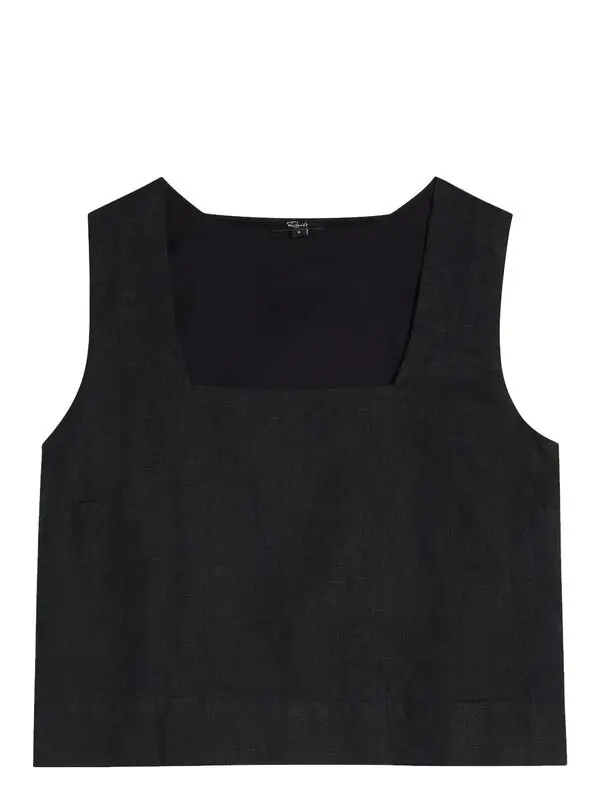 Rails Akira Linen Square Neck Cropped Top - Black