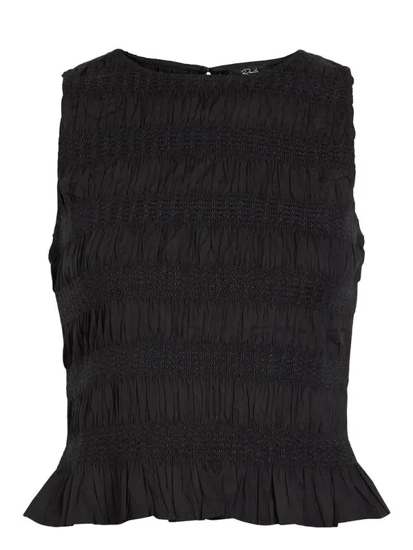 Rails Smocked Cotton Peplum Top - Black