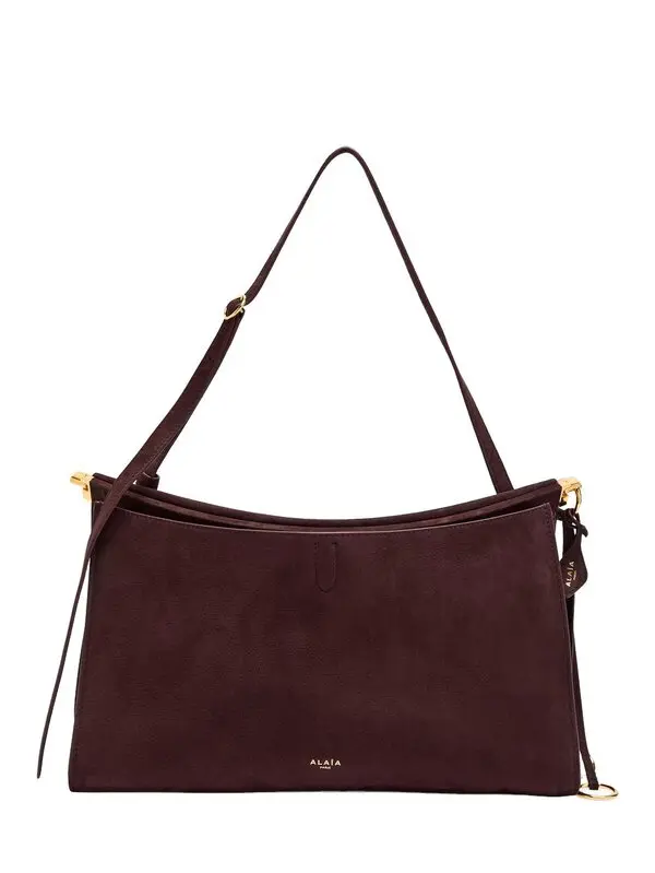 Alaïa Le Click Pocket 35 Nubuck Shoulder Bag - Dark Brown