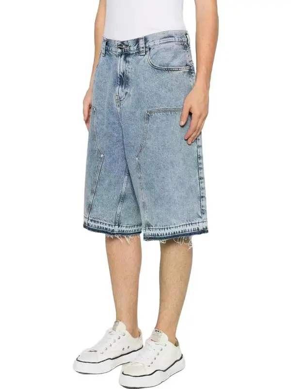REPLAY Panelled Frayed-hem Shorts - Blue