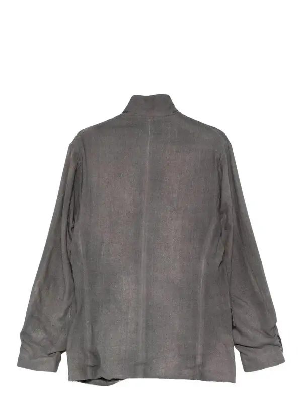Avant Toi Button-up Funnel Neck Blazer - Green