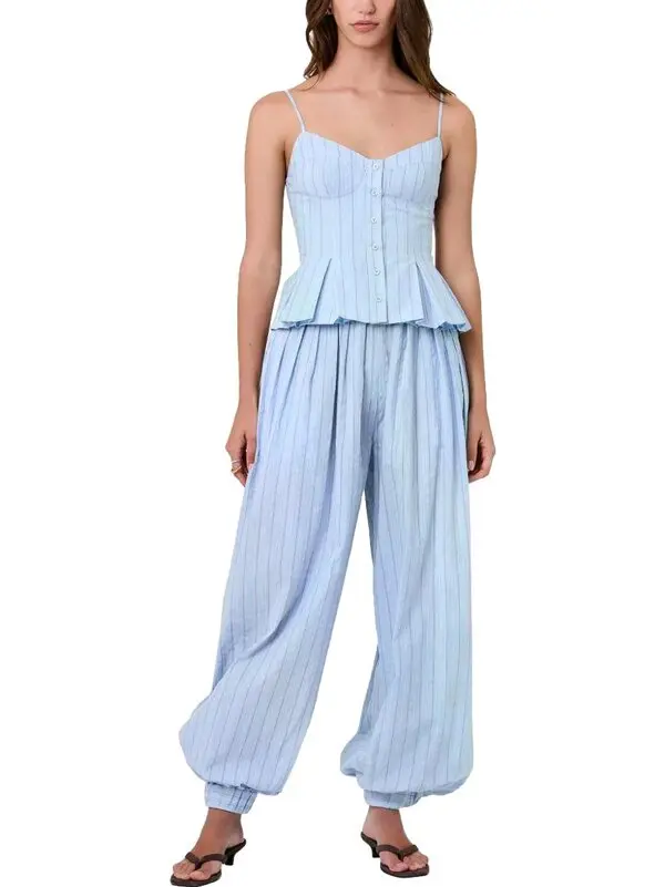 NICHOLAS Spaghetti-strap Peplum Top - Blue
