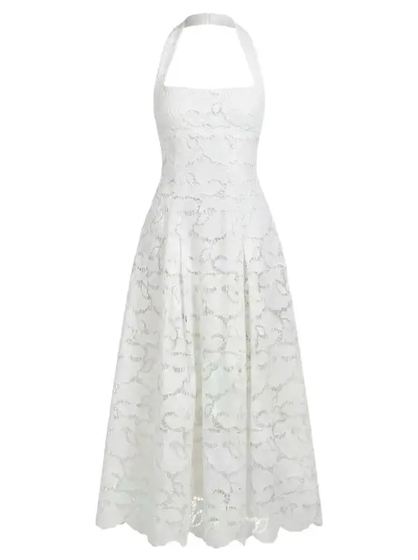 NICHOLAS Elisabeth Halter-neck Lace Dress - White