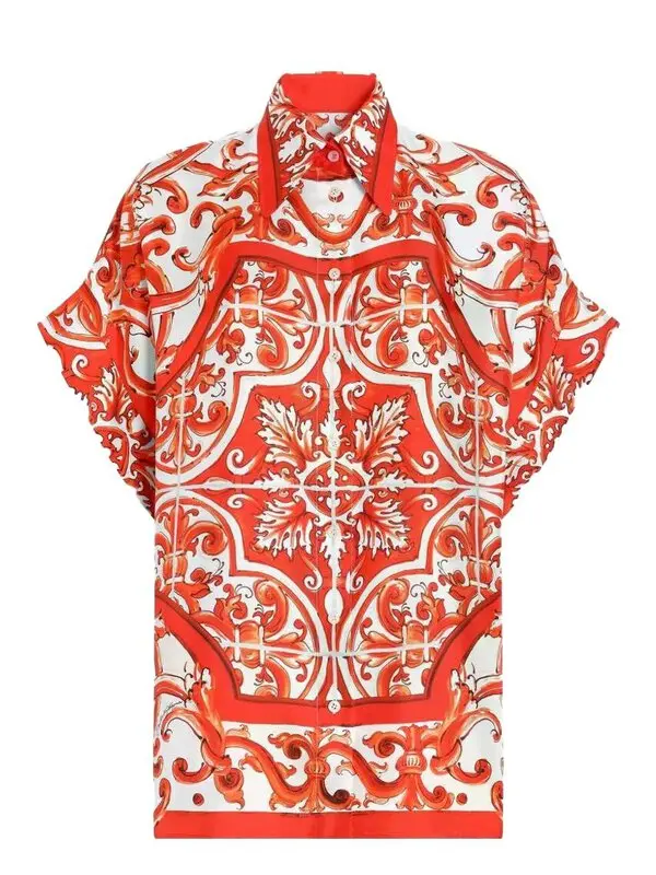 Dolce & Gabbana Majolica-print Silk Shirt - Red