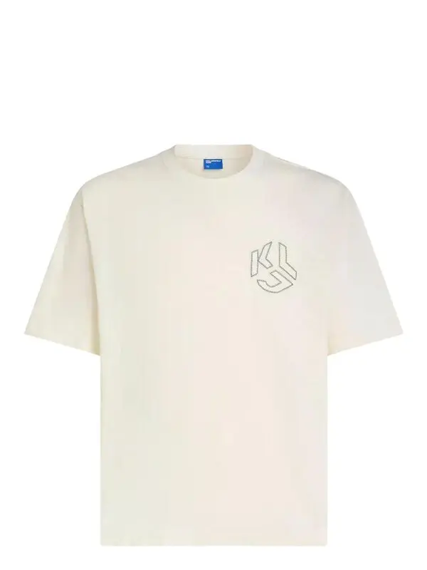 Karl Lagerfeld Logo-embroidery T-shirt - Neutrals