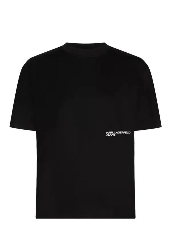 Karl Lagerfeld Regular-fit T-shirt With Flocked Floral Detail - Black
