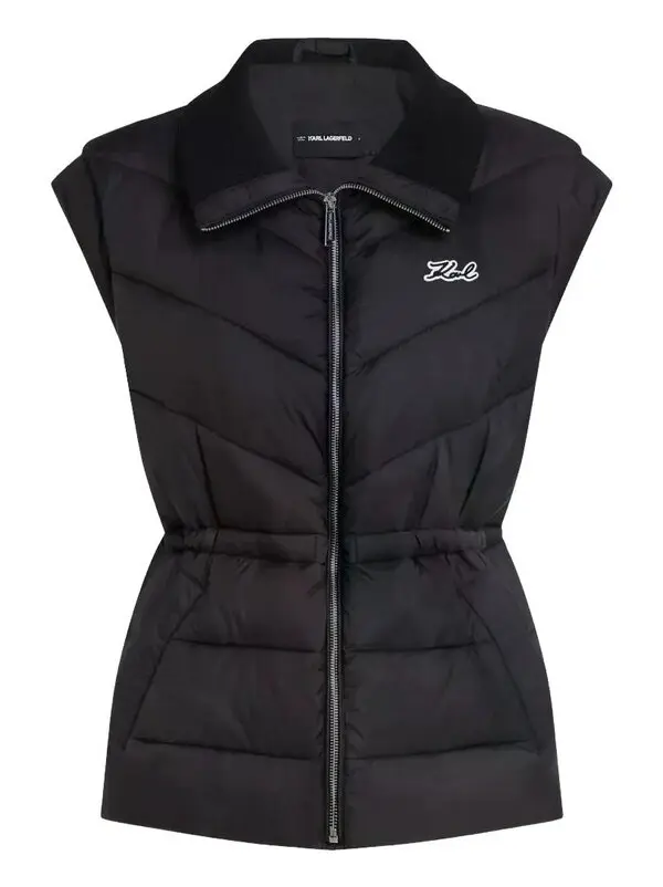 Karl Lagerfeld Quilted Logo-patch Gilet - Black