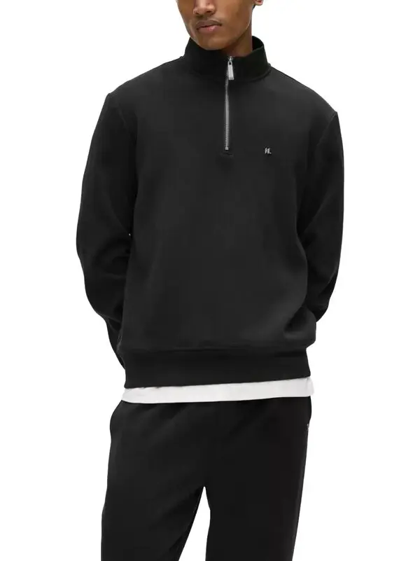 Karl Lagerfeld Quarter-zip Logo Plaque Sweatshirt - Black