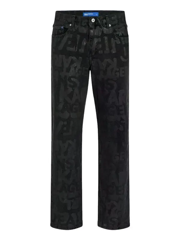 Karl Lagerfeld All-over Logo Print Straight Leg Jeans - Black