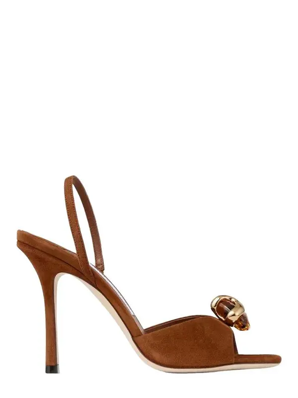 JIMMY CHOO Emani 100 Embellished Sandals - Brown