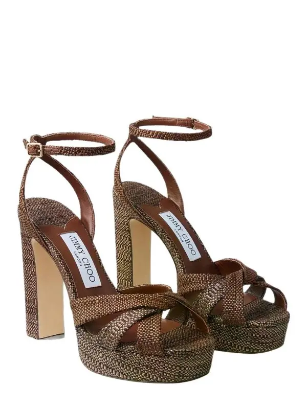 JIMMY CHOO Kove Platform Sandals - Brown