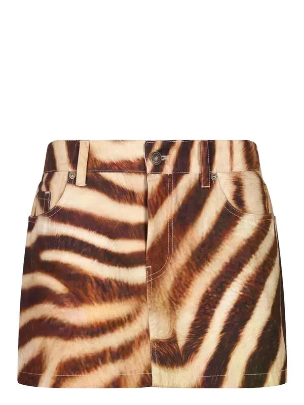 7 For All Mankind Zebra-print Mini Skirt - Neutrals
