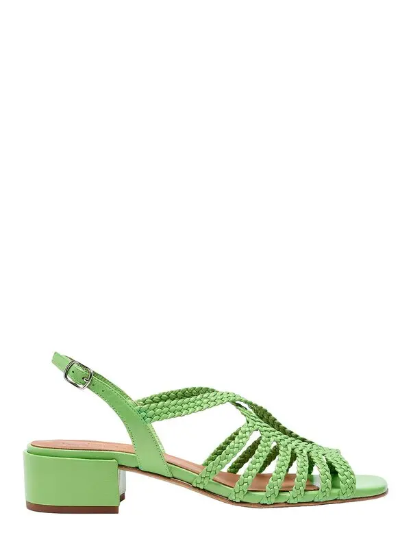 NAGUISA Racó Nacar Low Square Toe Braided Leather Sandals - Green