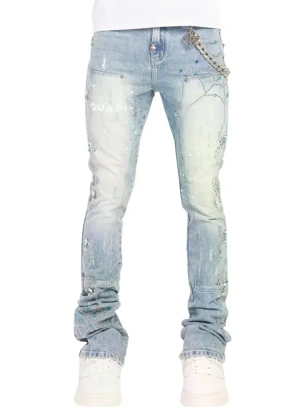 GUAPI Spider Motif Slim-fit Jeans - Blue