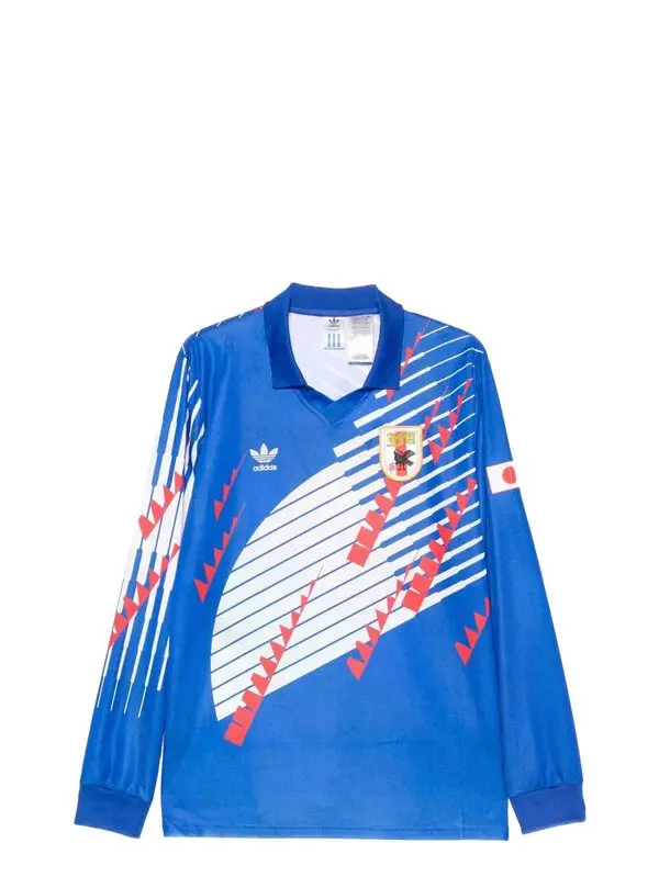 Adidas Graphic Print Long Sleeve Collared T-shirt - Blue