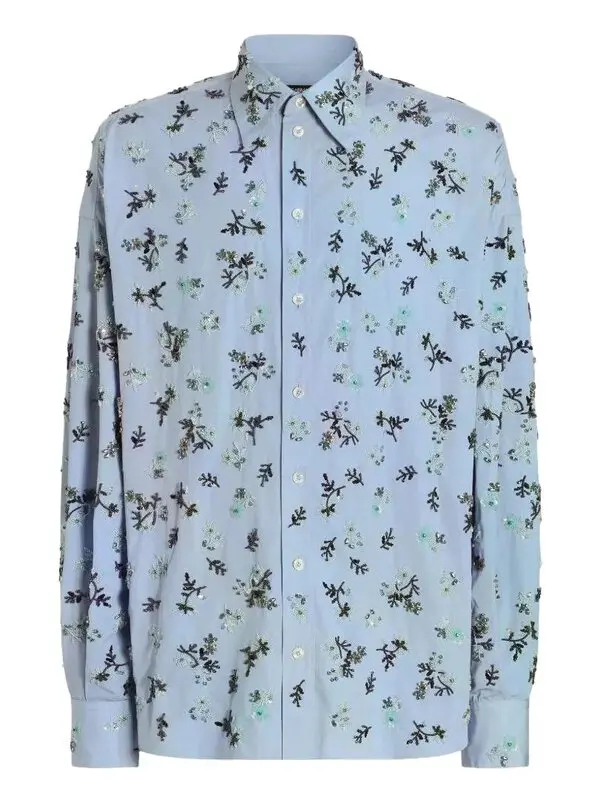 Dolce & Gabbana Cotton Shirt With Embroidery - Blue